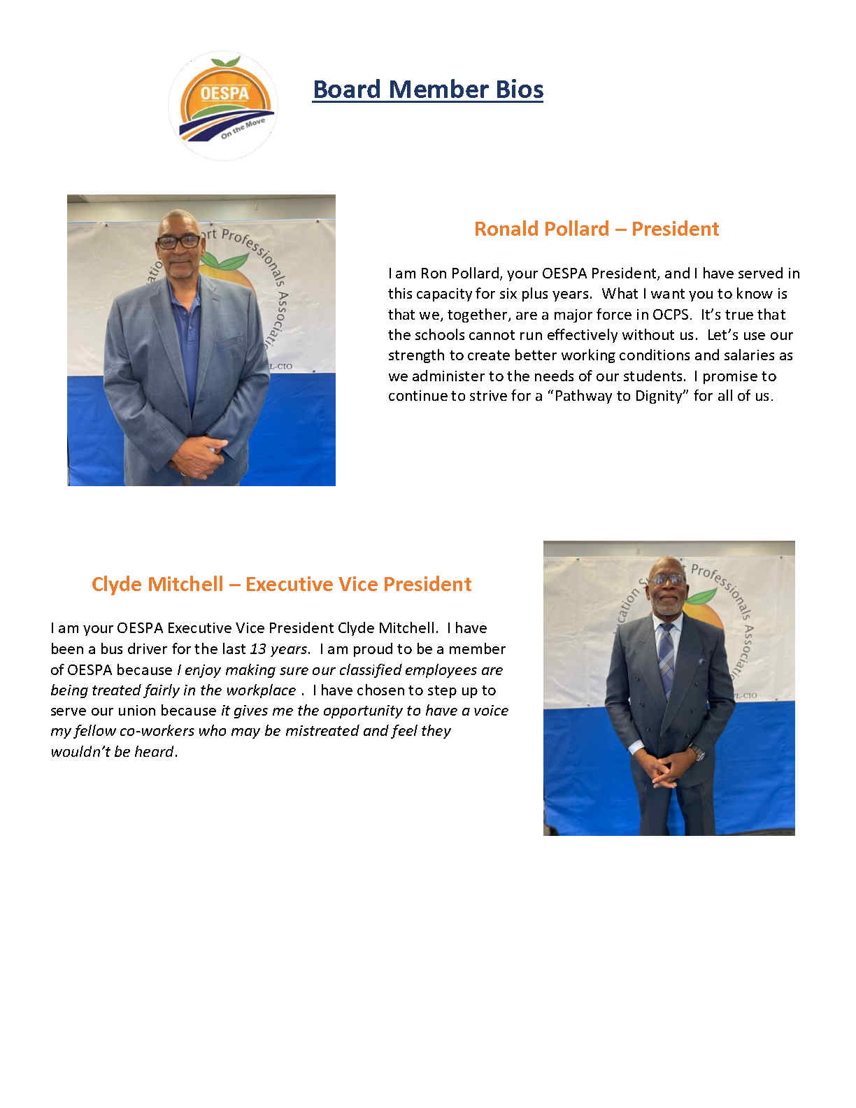 OESPA Board Member Bios – OESPA