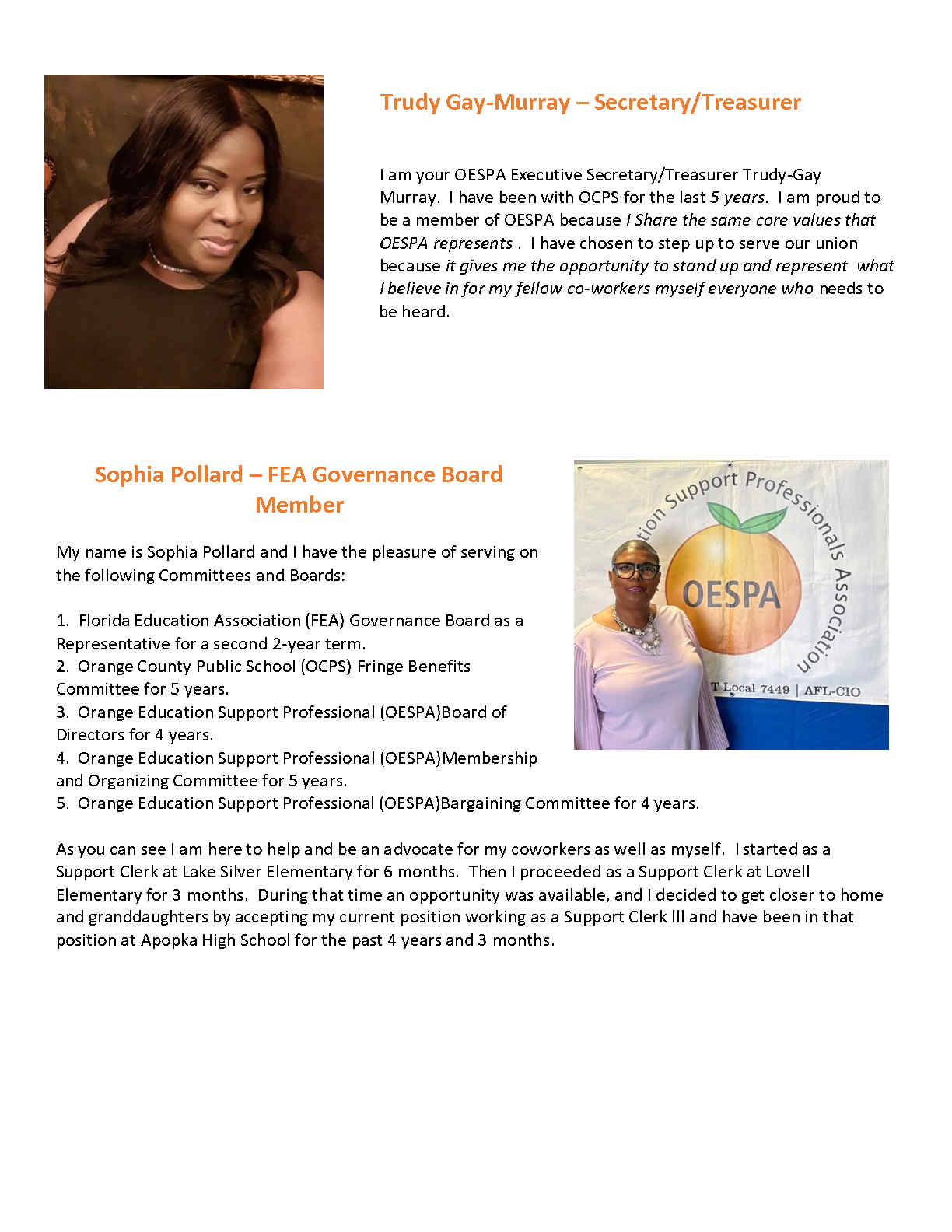 OESPA Board Member Bios – OESPA