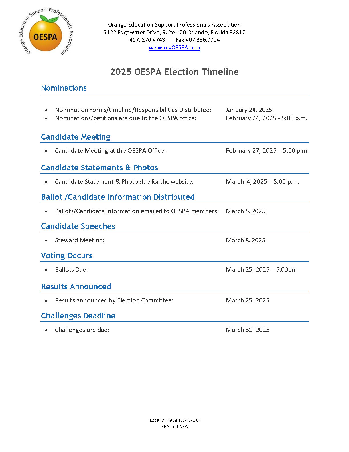 OESPA 2025 Elections – OESPA